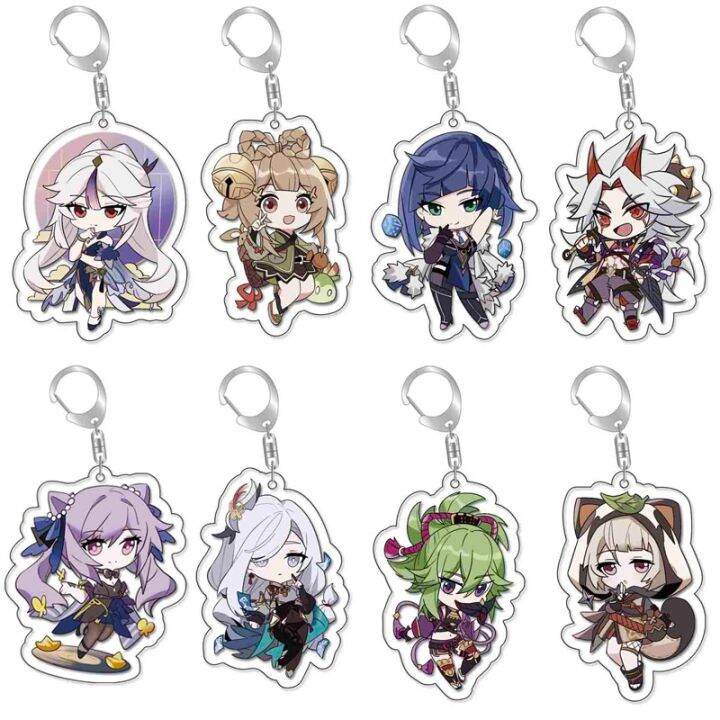 Genshin Impact Keychain Nahida Zhongli Venti Ningguang Yelan Pendant ...