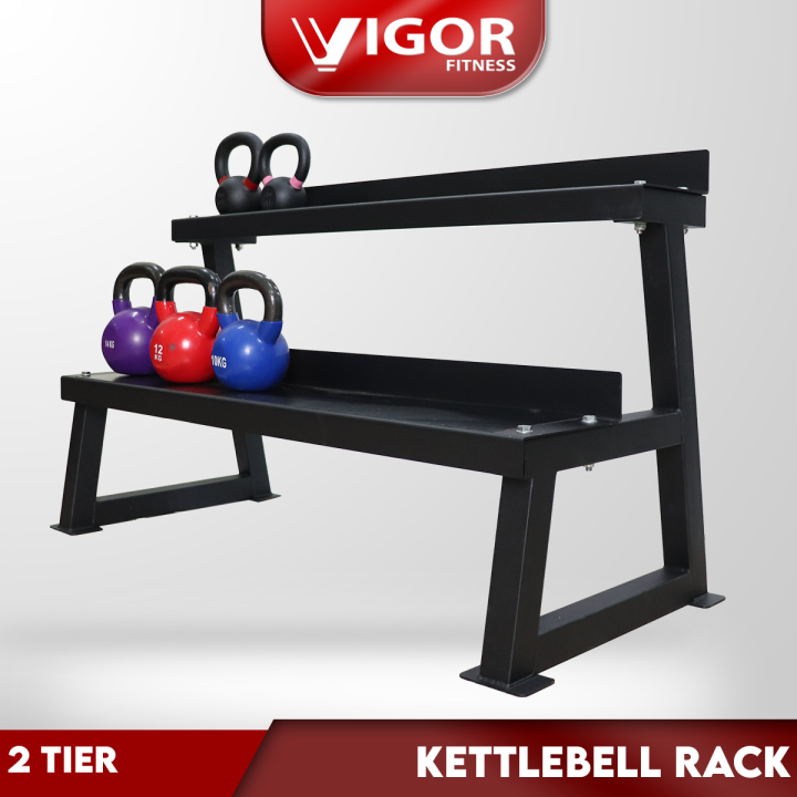 Horizontal Premium 2 Tier Kettlebell Rack Multilevel Weight Storage ...