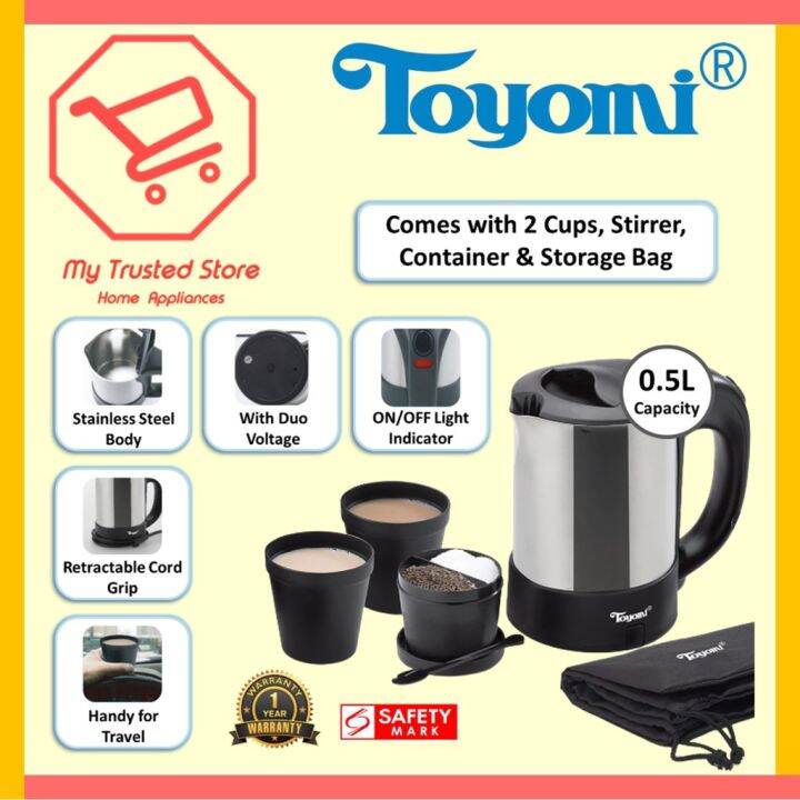 Toyomi WK 315 0.5L Mini S.S. Travel Kettle Jug | Lazada Singapore
