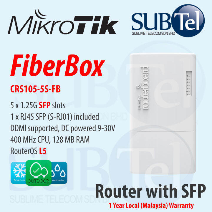 Mikrotik CRS105-5S-FB FiberBox 5 port Outdoor Gigabit Managed Router CRS Smart Switch with 5 SFP ...