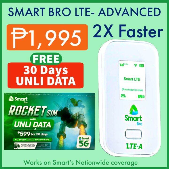 Smart Bro LTE ADVANCED Pocket WiFi w/ FREE UNLI DATA | Lazada PH
