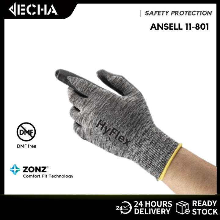 ANSELL Hyflex 11-801 Foam Nitrile Coating Glove Safety Glove Work Glove | Lazada