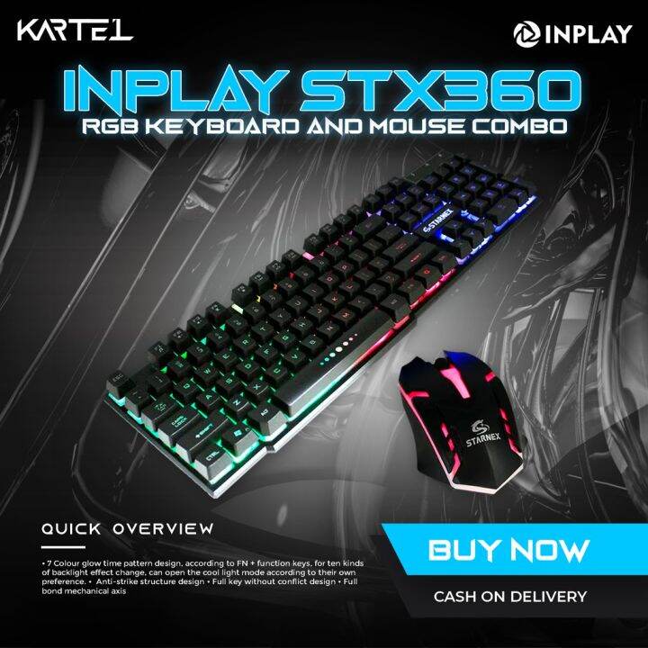 INPLAY STX360 Rainbow Backlit Gaming Keyboard and Mouse (USB) | Lazada PH