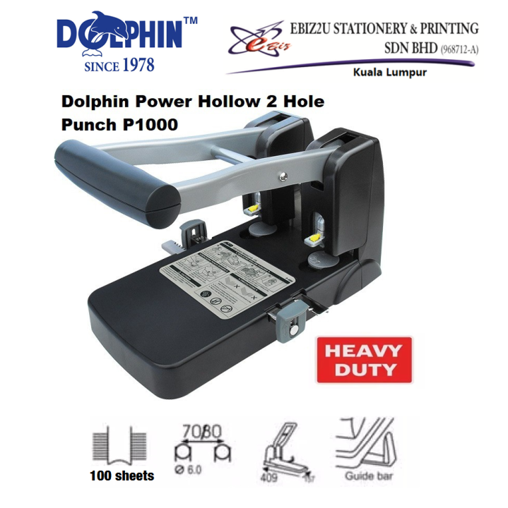 DOLPHIN P1000 POWER HOLLOW PUNCH - 100 sheets (penumbuk 2 lubang ...