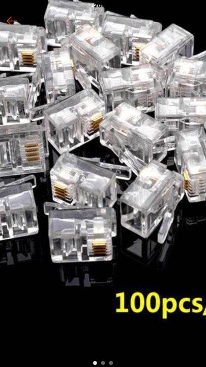 หัวRJ11 แบบ1กล่องมี100หัว แข็งเเรงคุณภาพดี | Lazada.co.th