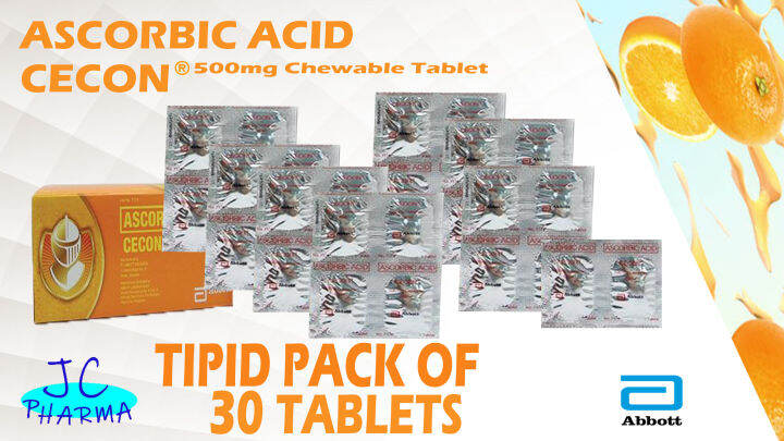 AUTHENTIC ABBOTT ASCORBIC ACID CECON VITAMIN TINGI PACK OF 30 Tablets ...