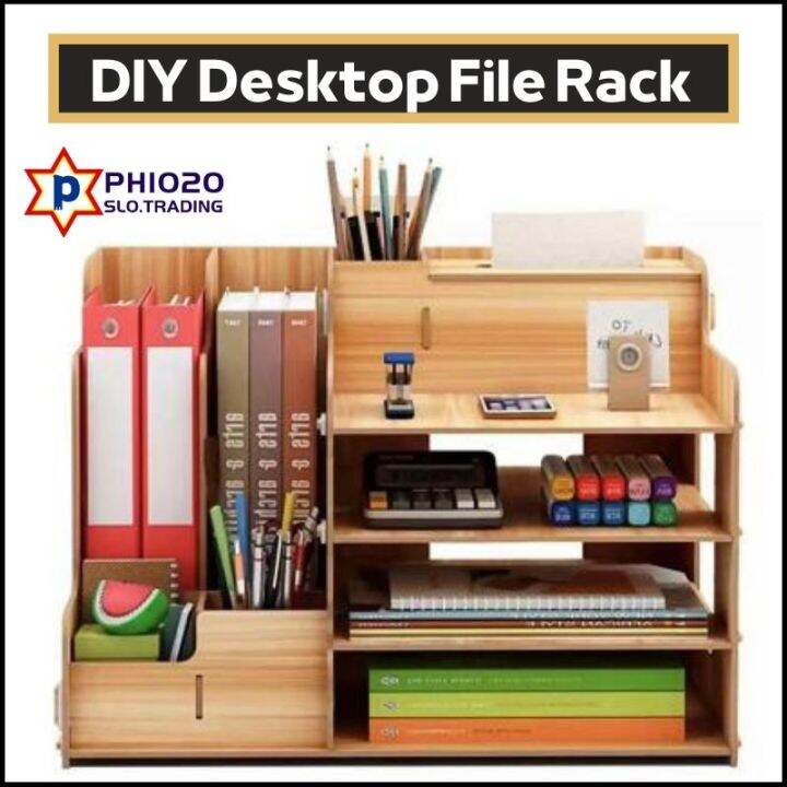 Desk Storage Bookshelf Folder Book Office Paper Storage Box File Rack ...