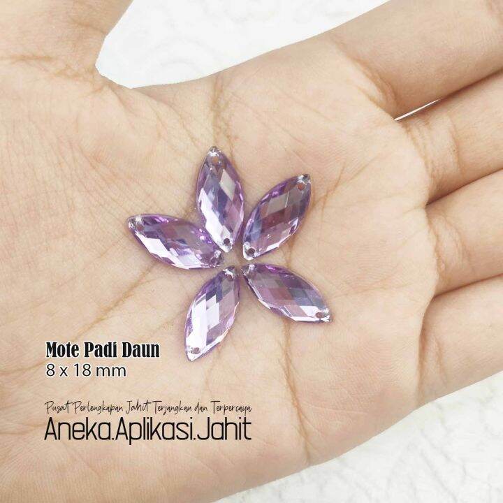100 BIJI PADI / DAUN 8x18 MM MOTE BATU DIAMOND RESIN PAYET KRISTAL ...