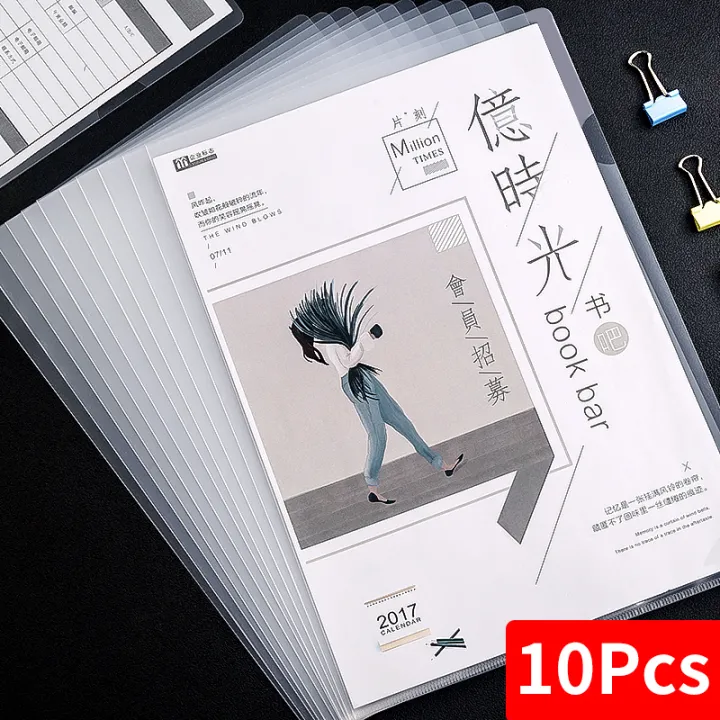 Licao 10 Pack L-Shape File/A4 Size - Transparent L-Type Plastic Folder ...