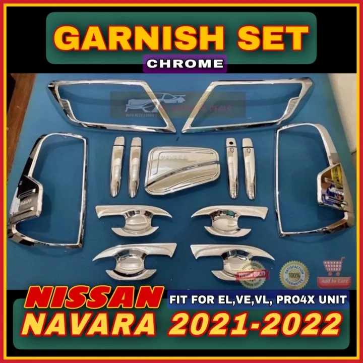 NISSAN NAVARA 2021-2022 GARNISH SET (CHROME) FIT FOR EL,VE,VL PRO4X ...