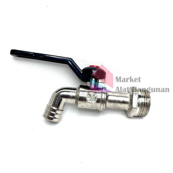 Kran Air Besi 3/4" Gagang Panjang / Keran Tembok Besi 3/4 Inci Inch / Keran Babet Besi Chrome ...