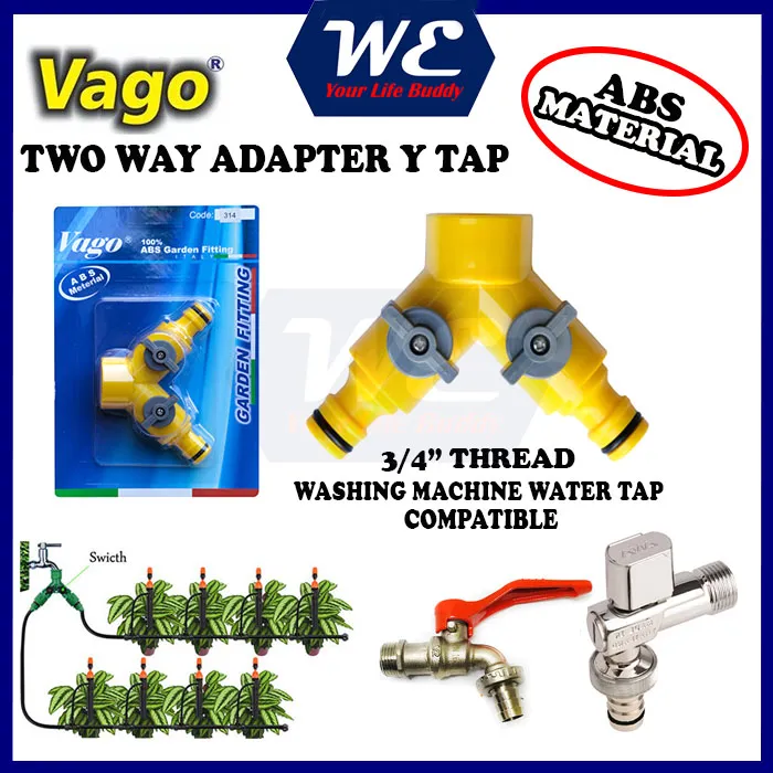 VAGO 100% ABS Garden Fitting 2 Way Adapter / Y Tap Splitter Quick ...