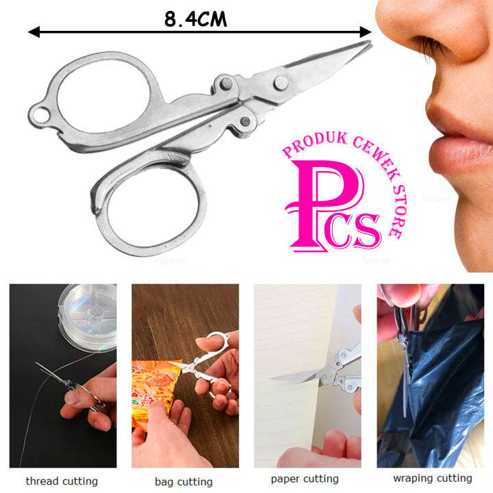 (PCS) GUNTING LIPAT STAINLES STEEL GUNTING KECIL MINI FOLDING SCISSORS ...