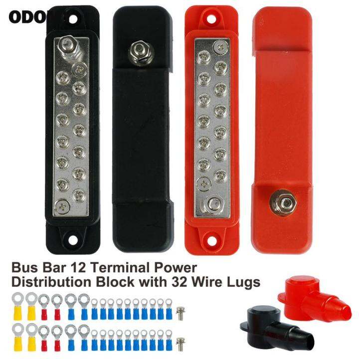 2Pcs 12 Way Bus Bar Terminal Block 48V DC 180A Professional Power Distribution Block Bus Bar ...