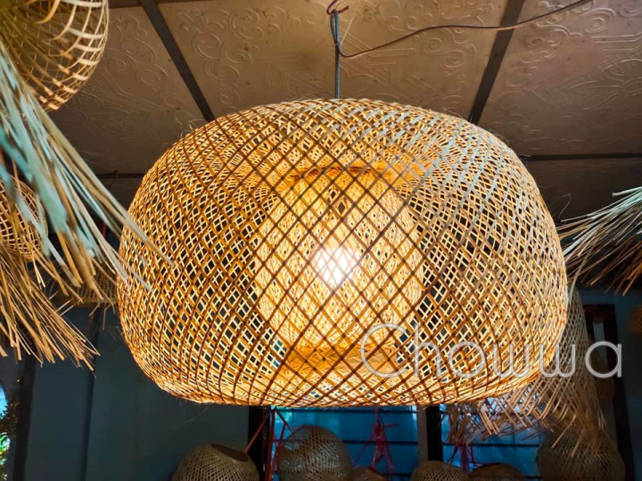 โคมไฟติดเพดาน โคมไฟไม้ไผ่สาน ทรงฝักทอง โดนัท โคมไฟไม้ไผ่แขวนเพดาน โคมไฟ ...