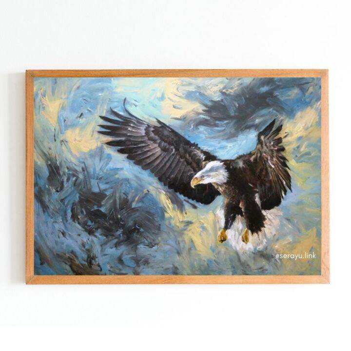 Poster Lukisan Cetak Gambar Burung Elang Pajangan Dinding Klasik ...