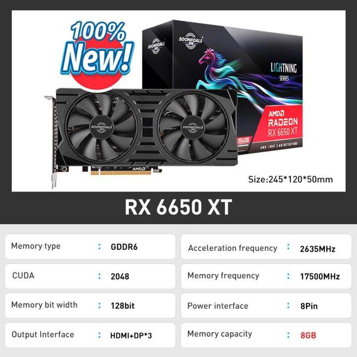 RX 6650 XT RX 6650 XT SOONFOALS New AMD Radeon RX 6650 XT 8G GAMING RX 6650XT GDDR6 128Bit 7Nm ...