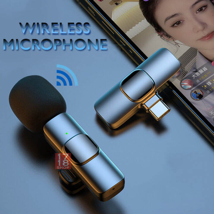 Wireless Lavalier Microphone Mic Clip On Bluetooth Portable Mini Type C ...