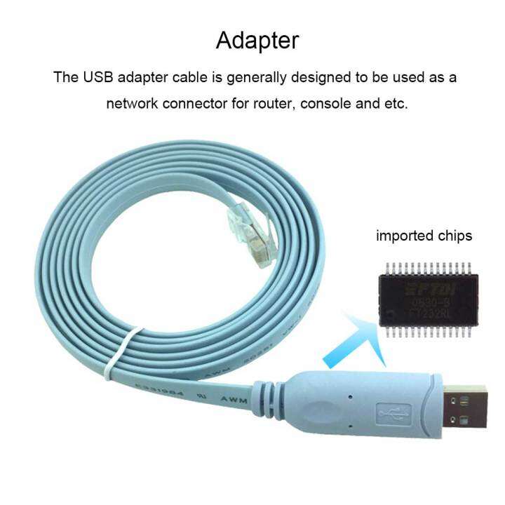 1.8M USB To RJ45 For Cisco USB Console Cable Debug Line For Cisco H3C HP Arba 9306 Rollover ...
