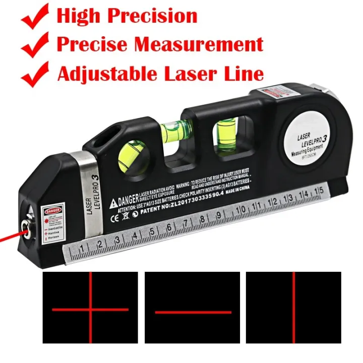 NEW Multipurpose Laser Level Horizon Vertical Measure 8FT 4 in 1 High ...