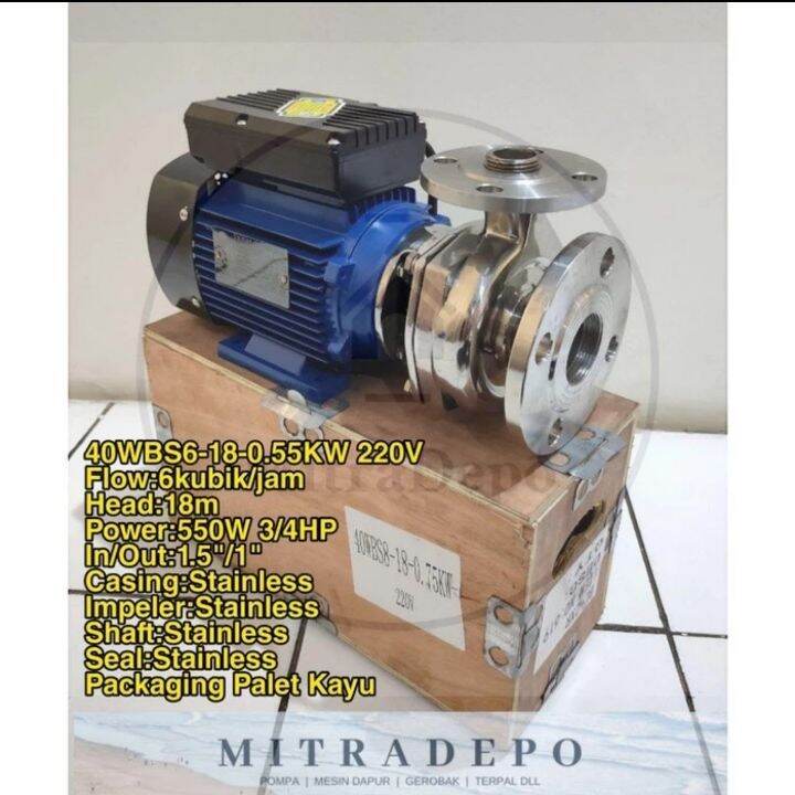 40WBS6-18-0.55Kw 220Volt Pompa Kimia Asam Chemical Pump Stainless AWET | Lazada Indonesia