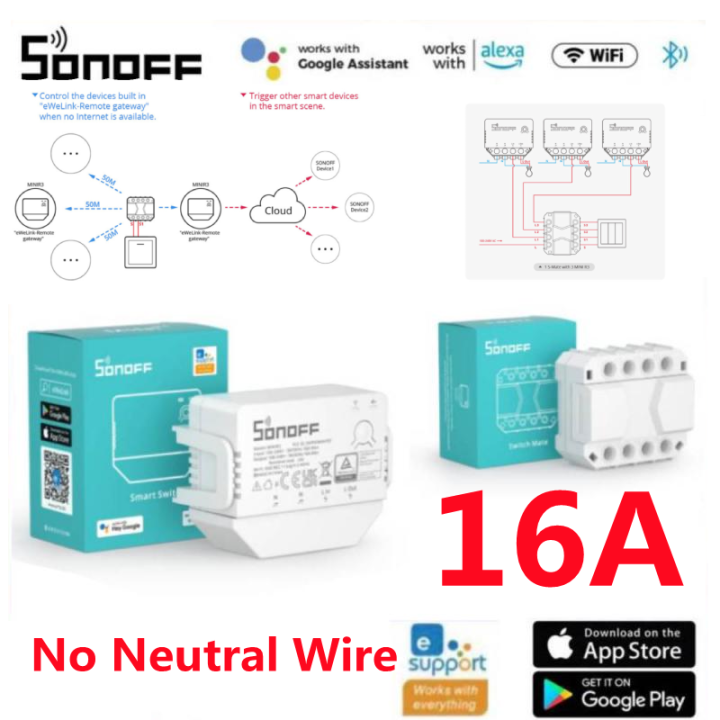 E Life Smart Store SONOFF MINI R3 16A Wifi บลูทูธสวิตช์อัจฉริยะ,พร้อม ...