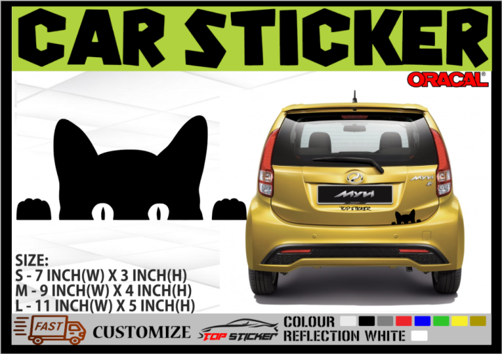 PEEKING CAT CAR STICKERS KERETA STICKER | Lazada