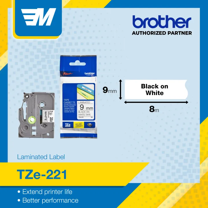 Brother TZe-221 Black on White 9mm Labelling Tape (100% Original) | Lazada PH