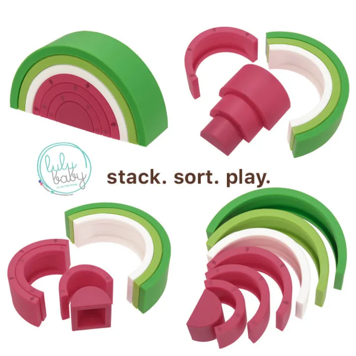 Lulubabyph Watermelon Silicone Teether Stacking Toy | Lazada PH