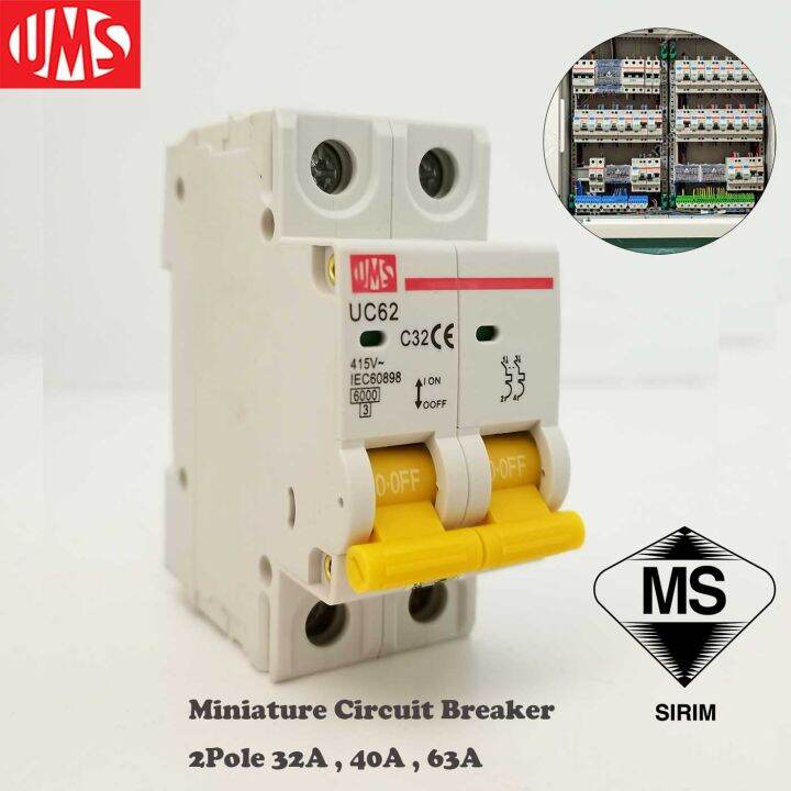 High Quality UMS 2 Pole MCB Miniature Circuit Breaker Fuse Switch For ...