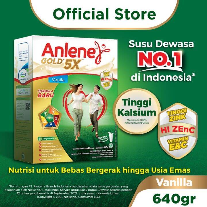 Anlene gold plus 5x high calcium vanila 640 gr susu tulang sendi otot ...