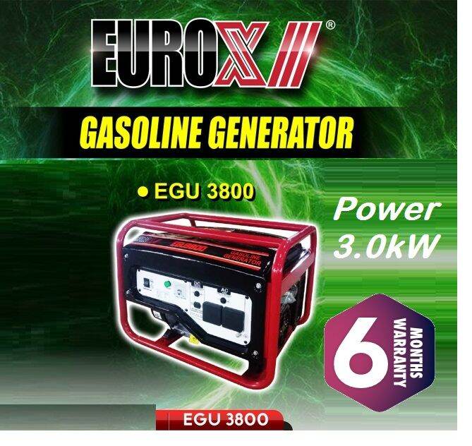 Euro-X EGU-3800 230V 3.0kW Portable 4-Stroke Gasoline Generator | Lazada