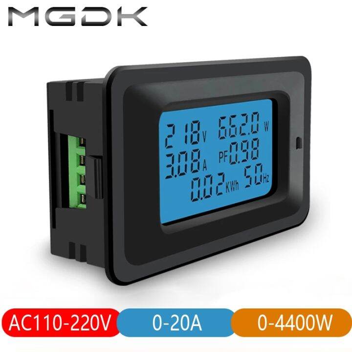 AC220V/20A 4.4KW Digital AC Voltmeter Ammeter Current Voltage Meter ...