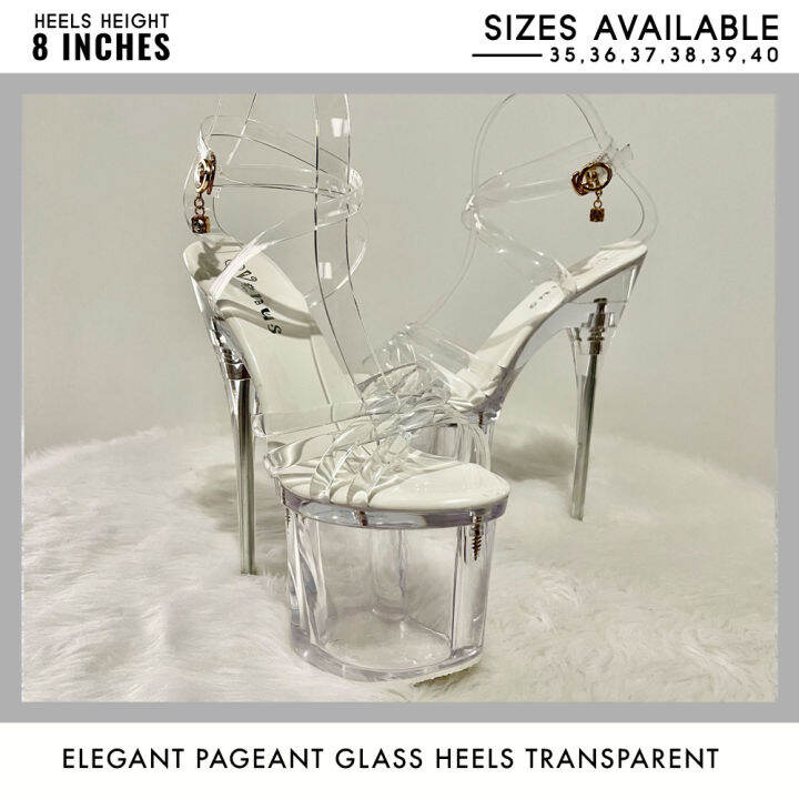HOT PAGEANT GLASS HEELS TRANSPARENT 8 INCHES | Lazada PH