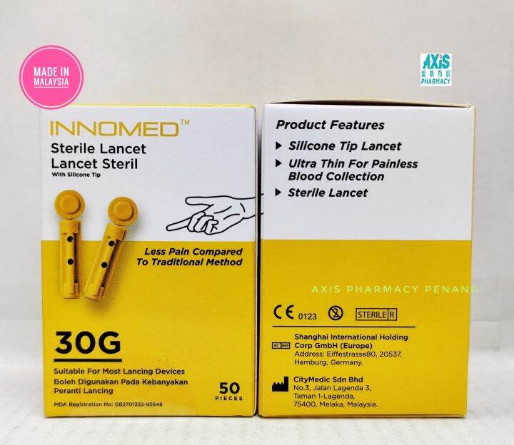 INNOMED STERILE LANCET WITH SILICONE TIP 30G 50's Pieces (Exp 07/2027) | Lazada
