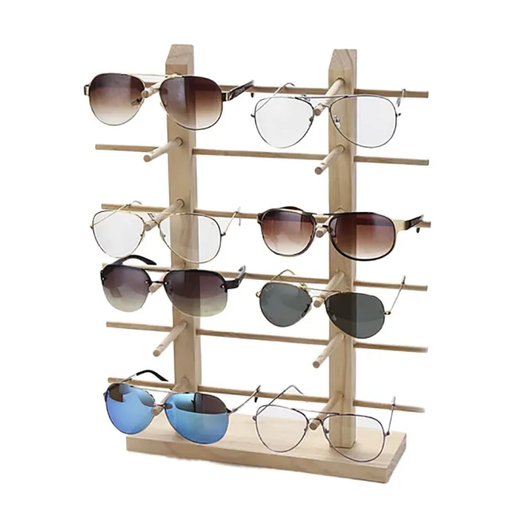 Double row 12 glasses solid wood glasses frame sunglasses storage rack ...
