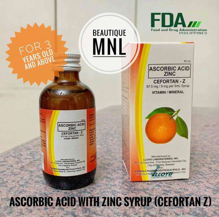 Vitamin C with Zinc Syrup for Kids CEFORTAN-Z 60ML (Ascorbic Acid Zinc ...