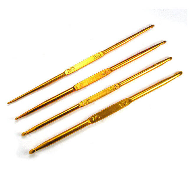 Hakpen (Alat/Jarum Rajut) Alumunium Emas / Gold Crochet Hooks | Lazada ...