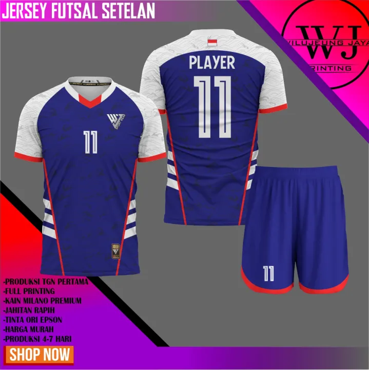 JERSEY FUTSAL FULL PRINTING POLA REGLAN COSTUM DESIGN WJ0054 | Lazada ...