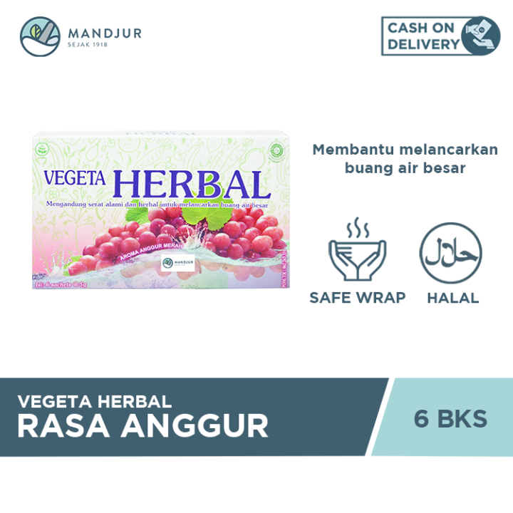 Vegeta Herbal Rasa Anggur 6 Sachet - Kaya Serat Untuk Melancarkan BAB ...