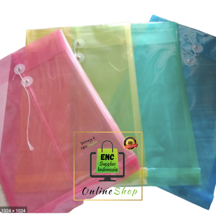 mk 3 pcs map tali f4 stopmap plastik folio jenia transparan warna per ...