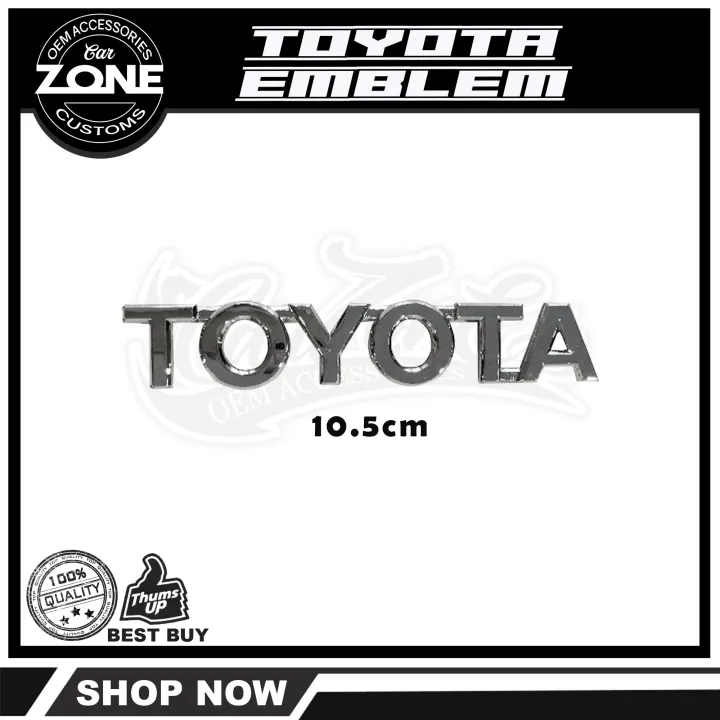 Toyota Word Logo Rear Trunk Emblem (Chrome) 10.5cm | Lazada PH