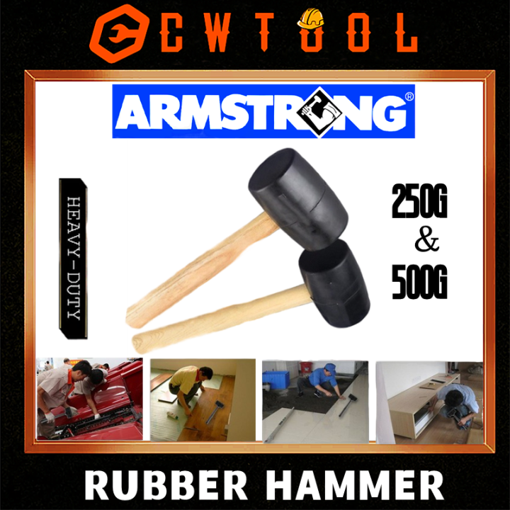 ARMSTRONG Rubber Hammer Mallet Double Faced Soft Hammer with Wooden ...
