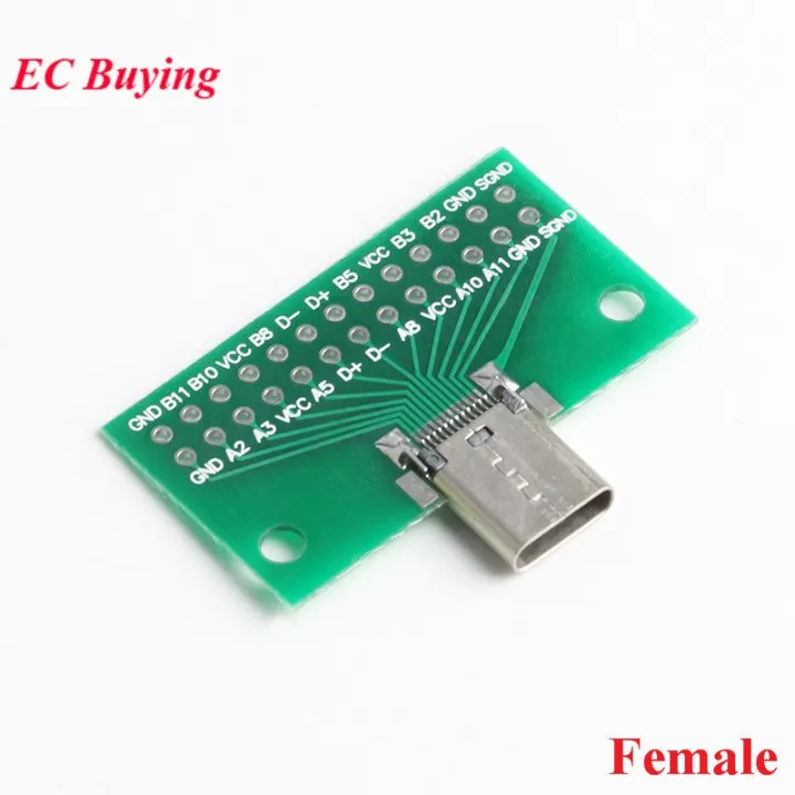 Type-C Male to Female USB 3.1 Test PCB Board Adapter Type C 24P 2.54mm ...