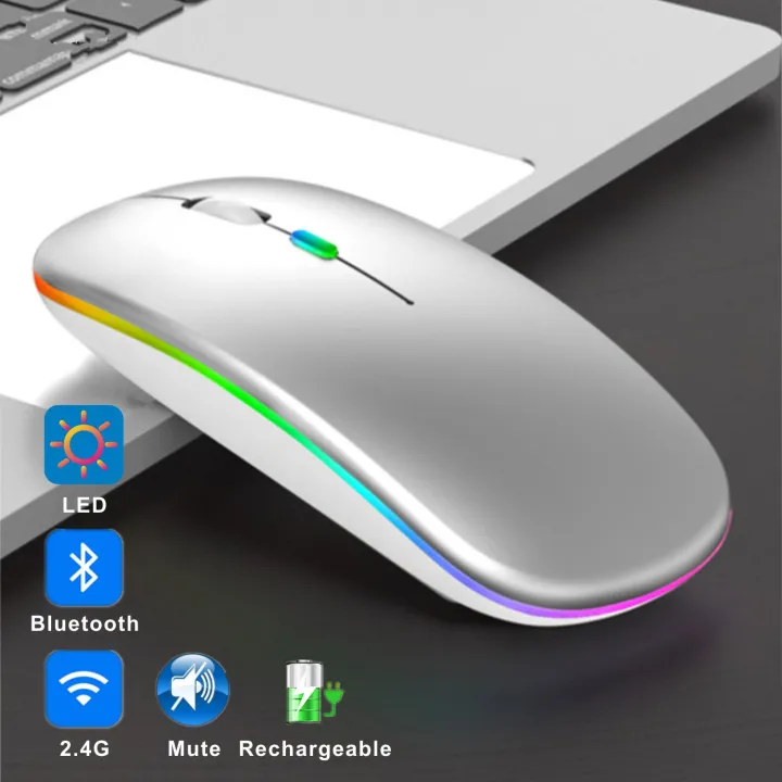 silent Wireless Mouse Bluetooth Rechargeable Ergonomic Mause USB RGB ...