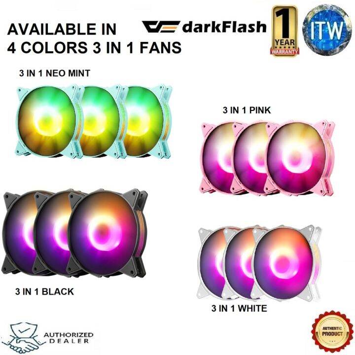 darkFlash C6 3in1 Pack Fan Aurora Spectrum A-RGB Single Mode Cooling ...