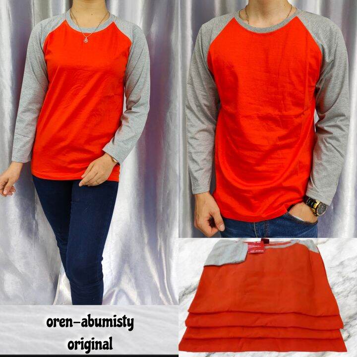 Kaos Polos Reglan Oren-Abumisty Panjang uk M L XL XXL dewasa | Lazada ...