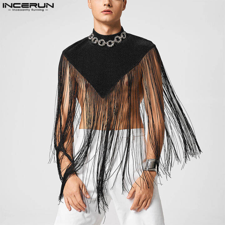 [Perfectly] INCERUN Men's Fashion Streetwear Fringe Sparkling Triangle ...