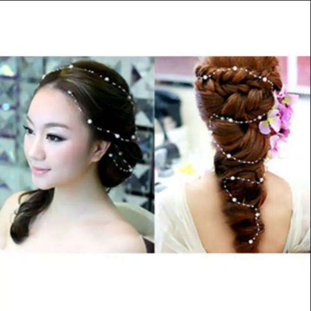 Hiasan rambut headpiece hijab ran mutiara panjang | Lazada Indonesia