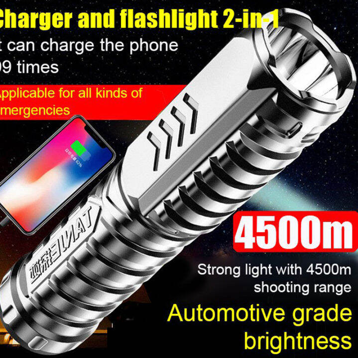 Strong Light Portable FlashlightHigh-power USB Rechargeable Zoom ...